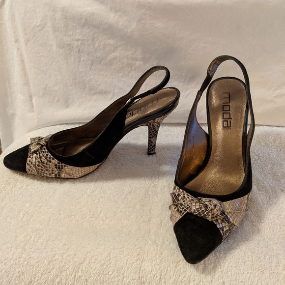 Moda | Shoes | Ladies Moda Blacksnakeskin Slingbacks | Poshmark